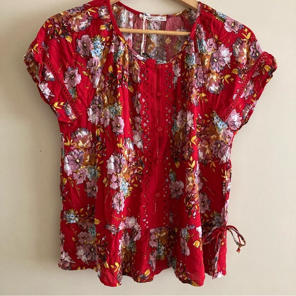 hazel | Tops | Hazel Ash Printed Short Sleeve Top Size M Nwt | Poshmark